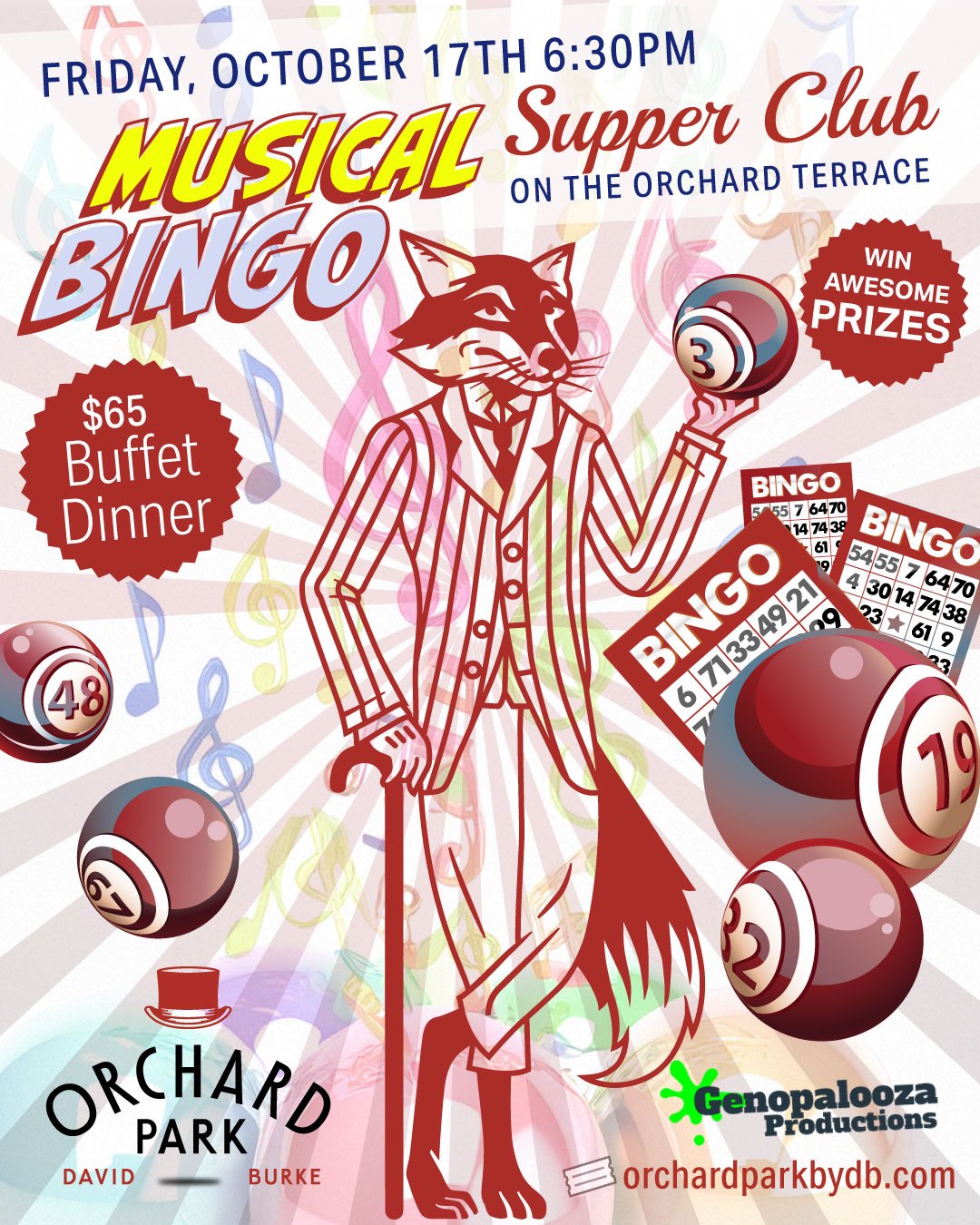 10/17 Musical BINGO Supper Club Buffet Dinner - Orchard Park by David Burke
